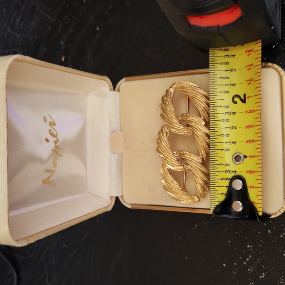 Napier | Jewelry | Napier Brooch Vintage Gold Texture 3 Rings | Poshmark